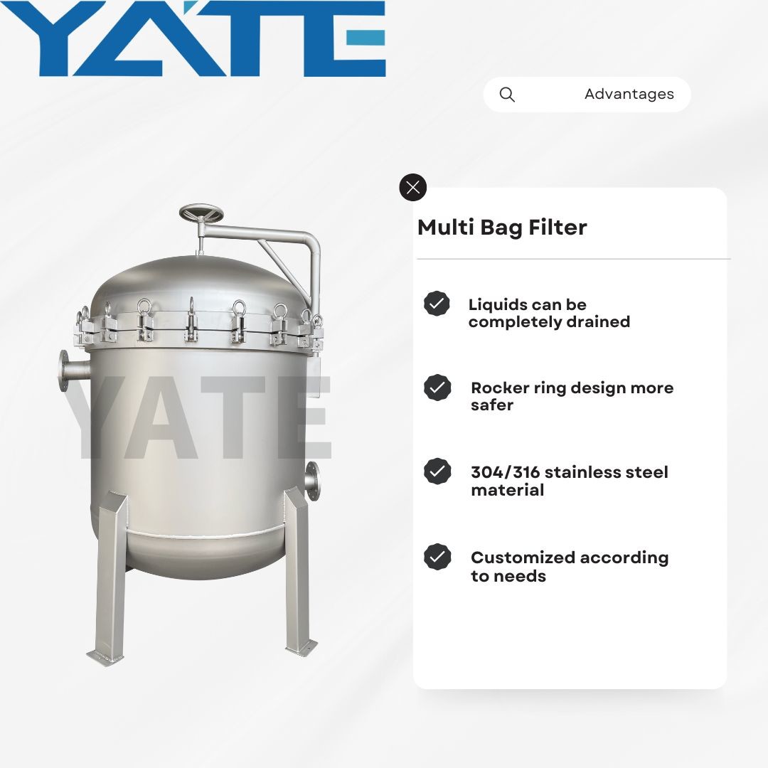 SS 304 316L Liquid Filter Bag Housings Multi Bag Filters Housing Equipment