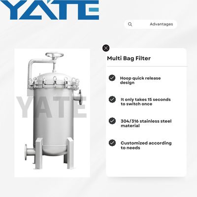 4 Bag Filter Housing 1-24 Multi Rocker Ring Type Liquid Filter Bag Housings